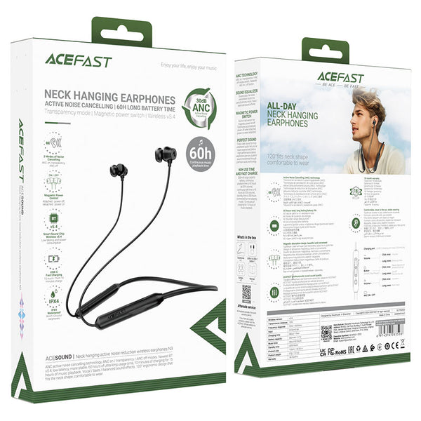 Acefast Neck Hanging Wireless Headphones Active Noise Cancelling - N3 ...